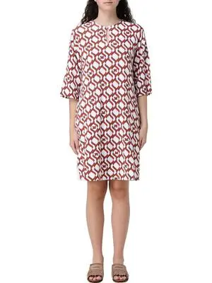 Max Mara Geometric Print Silk Mini Dress - Rust