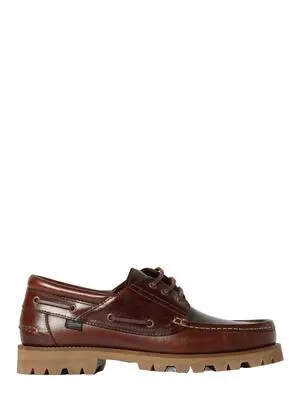 Paraboot Briac Smooth Calfskin Boat Shoes With Serrated Sole - Brown