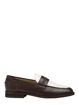 DOUCAL'S Leather Loafers With Monile Detailing - Coffee