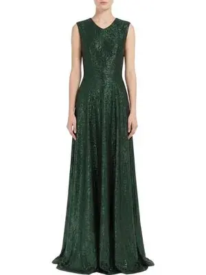 Norma Kamali Sequin Embellished Gown - Green