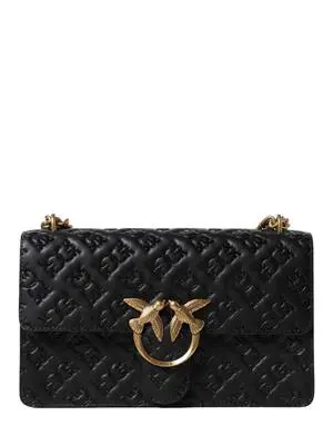 Pinko Quilted Monogram Shoulder Bag - Black