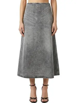 DIESEL® De-annie-s2 Flared Cotton Blend Midi Skirt - Grey