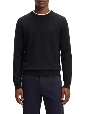 BOSS Basic Cotton Crew Neck Knit Top - Black