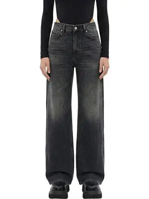 HAIKURE Cotton Denim Wide Leg Jeans - Black