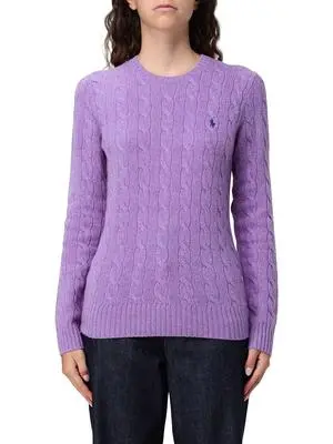 Polo Ralph Lauren Slim Fit Crewneck Sweater In Wool And Cashmere With Pony Logo - Violet