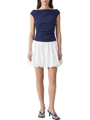 Simkhai Cotton Blend Boatneck Off-the-shoulder Mini Dress - Multicolor