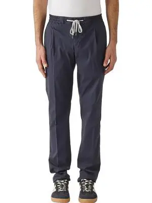 PT TORINO Stretch Cotton Blend Drawstring Trousers - Navy