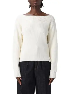 Victoria Beckham Ribbed Boat Neck Jumper - Ivory