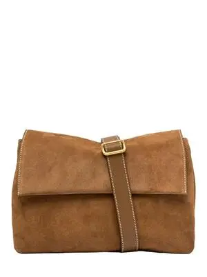 GIANNI CHIARINI Suede Club Marcella Shoulder Bag - Brown