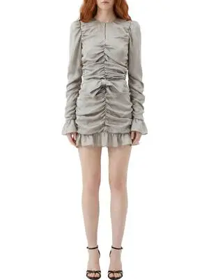 ROTATE BY BIRGER CHRISTENSEN Ruched Dress With Bow Detail - Grey