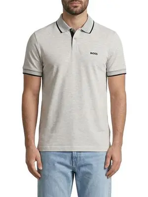 BOSS Cotton Polo With Logo - Grey