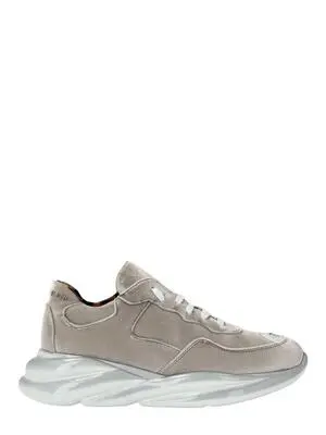 Philipp Plein Philipp Plein Velvet Lace-Up Low-Top Sneakers With Chunky Sole Silver