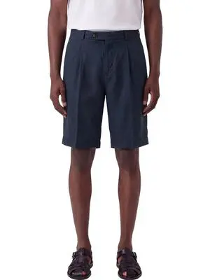 PT TORINO Linen And Cotton Blend Chino Shorts - Blue