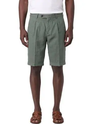 PT TORINO Linen And Cotton Blend Chino Shorts - Forest Green