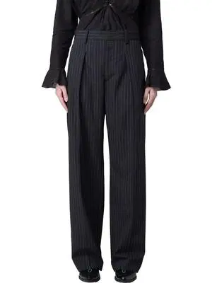 Isabel Marant Étoile Tailored Wide Leg Trousers With Pinstripe Detail - Grey