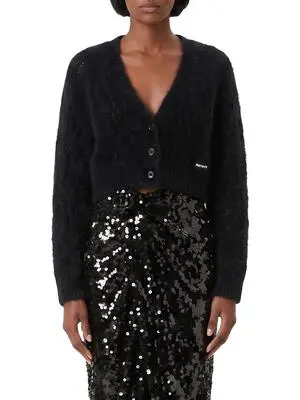 ROTATE BY BIRGER CHRISTENSEN Cropped Cardigan - Black
