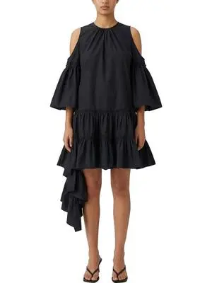 JW Anderson Asymmetrical Ruffled Mini Dress - Black