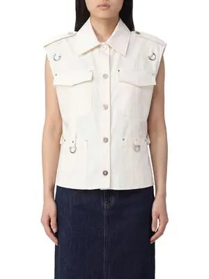 DURAZZI MILANO Sleeveless Cotton Shirt With Epaulettes And Metal Ring - Beige