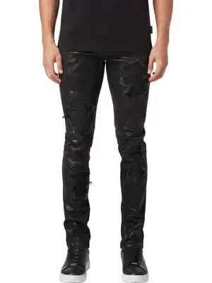 Philipp Plein Distressed Moto Jeans - Black