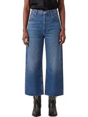 Citizens Of Humanity High-waisted Cropped Wide Leg Jeans - Blue