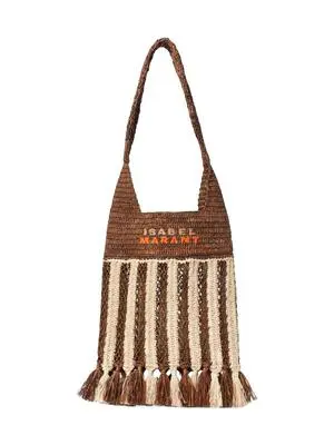Isabel Marant Étoile Crochet Striped Raffia Bag - Natural