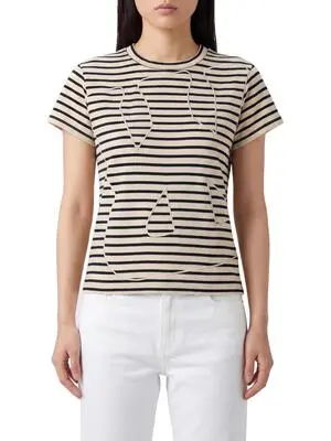WALES BONNER Slim Fit Striped Cotton T-shirt With Embroidered Details - Multicolor