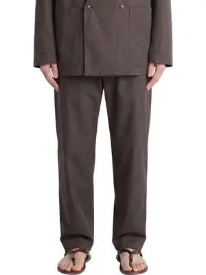 LEMAIRE Wide-leg Cotton Pants - Brown