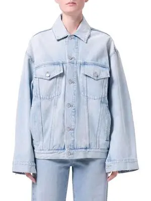 AGOLDE Relaxed Fit Cropped Bleached Organic Cotton Denim Jacket - Blue