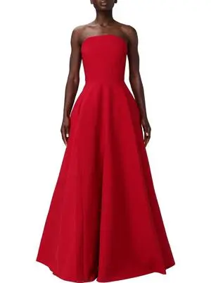 Solace London Mathilde Strapless A-line Gown - Red