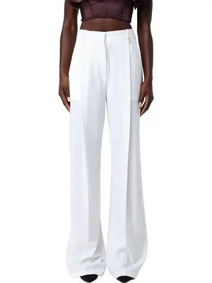 Elisabetta Franchi Crêpe Wide Leg Trousers - Ivory