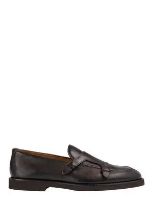 DOUCAL'S Leather Monk Strap Shoes - Dark