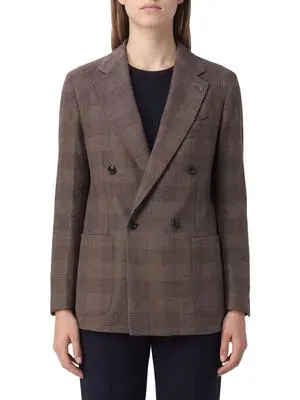 Tagliatore Double-breasted Checked Blazer - Brown