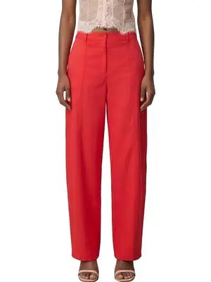 Pinko Mid-rise Wide-leg Stretch Cotton Trousers - Red