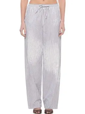 Loulou De Saison Striped Cotton Palazzo Trousers - Red