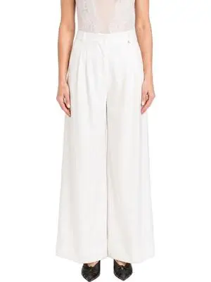 TWINSET Viscose Blend Wide Leg Palazzo Pants - White