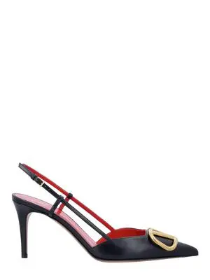 Valentino Garavani Slingback Pumps With Gold Tone Vlogo - Black