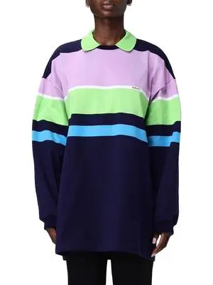 Versace Striped Cotton Long Sleeve Polo - Multicolor