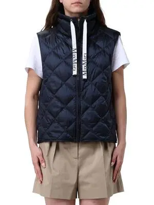 Max Mara Quilted Hooded Vest Padded With Goose Down - Blue