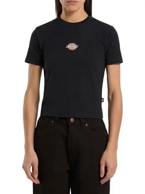 Dickies Dickies Cropped Cotton T-Shirt With Printed Logo Black