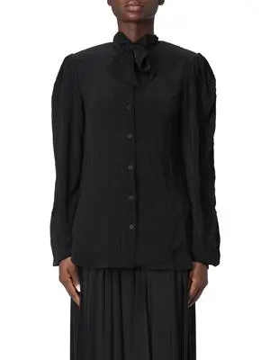 Balenciaga Textured Shirt With Pussy Bow Detail - Black