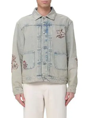 Drole De Monsieur Embroidered Denim Jacket - Dust