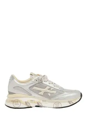 Premiata Moerund Laminated Leather And Mesh Sneakers - Silver