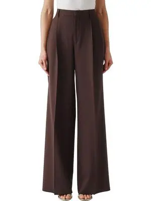 Tagliatore Stretch Virgin Wool Palazzo Trousers - Dark