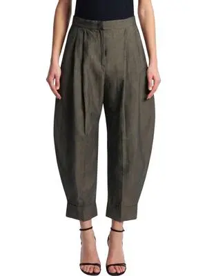 PT TORINO Cropped Cotton And Linen Blend Trousers - Brown