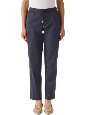 PT TORINO Stretch Cotton Blend Cropped Trousers - Navy