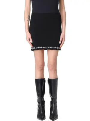 Alexander Wang Ribbed Knit Mini Skirt With Logo Detail - Black