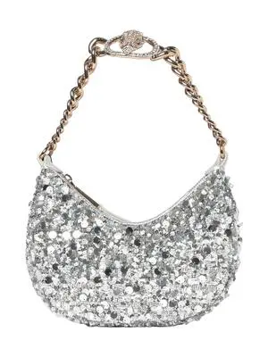 Kurt Geiger Chelsea Mini Hobo Bag With Sequins And Rhinestone Logo - Silver