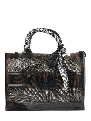 Kurt Geiger Perforated Pvc Handbag With Zebra Print And Inner Pouch - Black