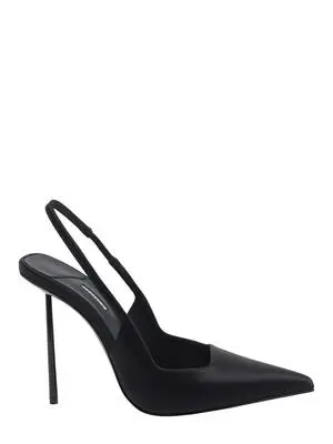 LE SILLA Amelia Satin Slingbacks With Stiletto Heel And Almond Toe - Black