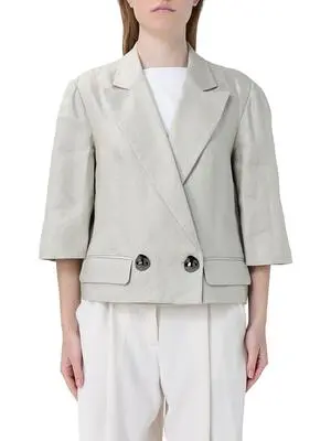 Armani Exchange Cropped Blazer With Notch Lapel - Dust